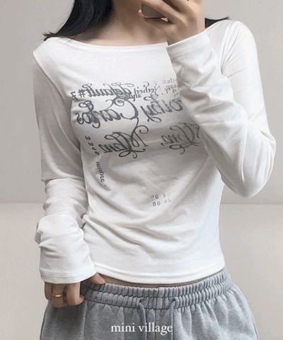 [チョンチョン！／Y2Kムード] ボートネックレタリング 長袖Tシャツ (3color) | いつでも送料0円ーNO.1レディスファッション韓国通販 amood(アムード）