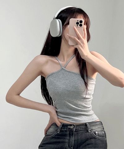 [か弱い~／Y2Kムード] レイヤード ホルターネック アンバランス キャミソール (4col) | いつでも送料0円ーNO.1レディスファッション韓国通販 amood(アムード）